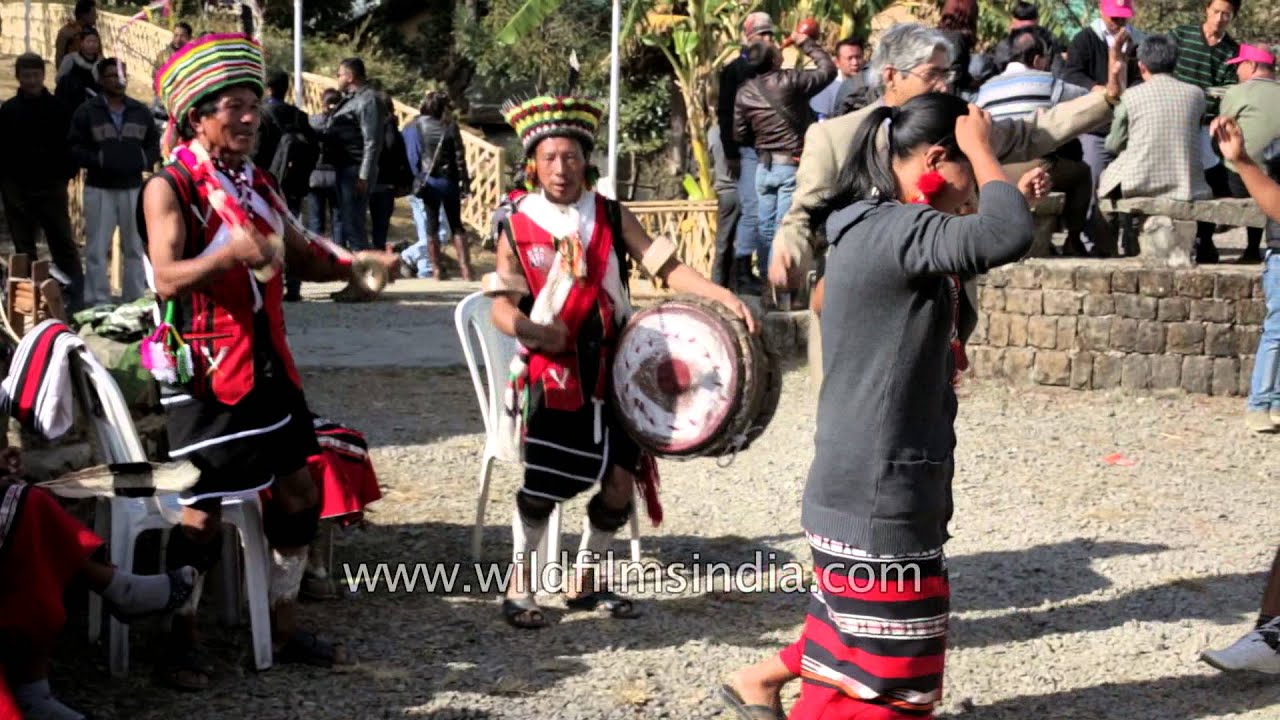 Zeliang Naga tribe dances outside their morung - Hornbill Festival ...
