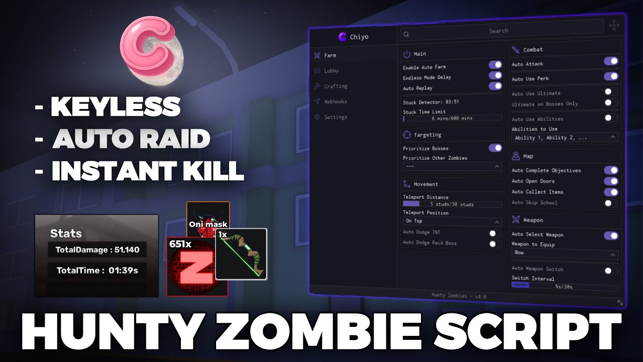 [ UPD 5 ] Hunty Zombie Script - Auto Raid, Keyless, Auto Farm, God Mode ...