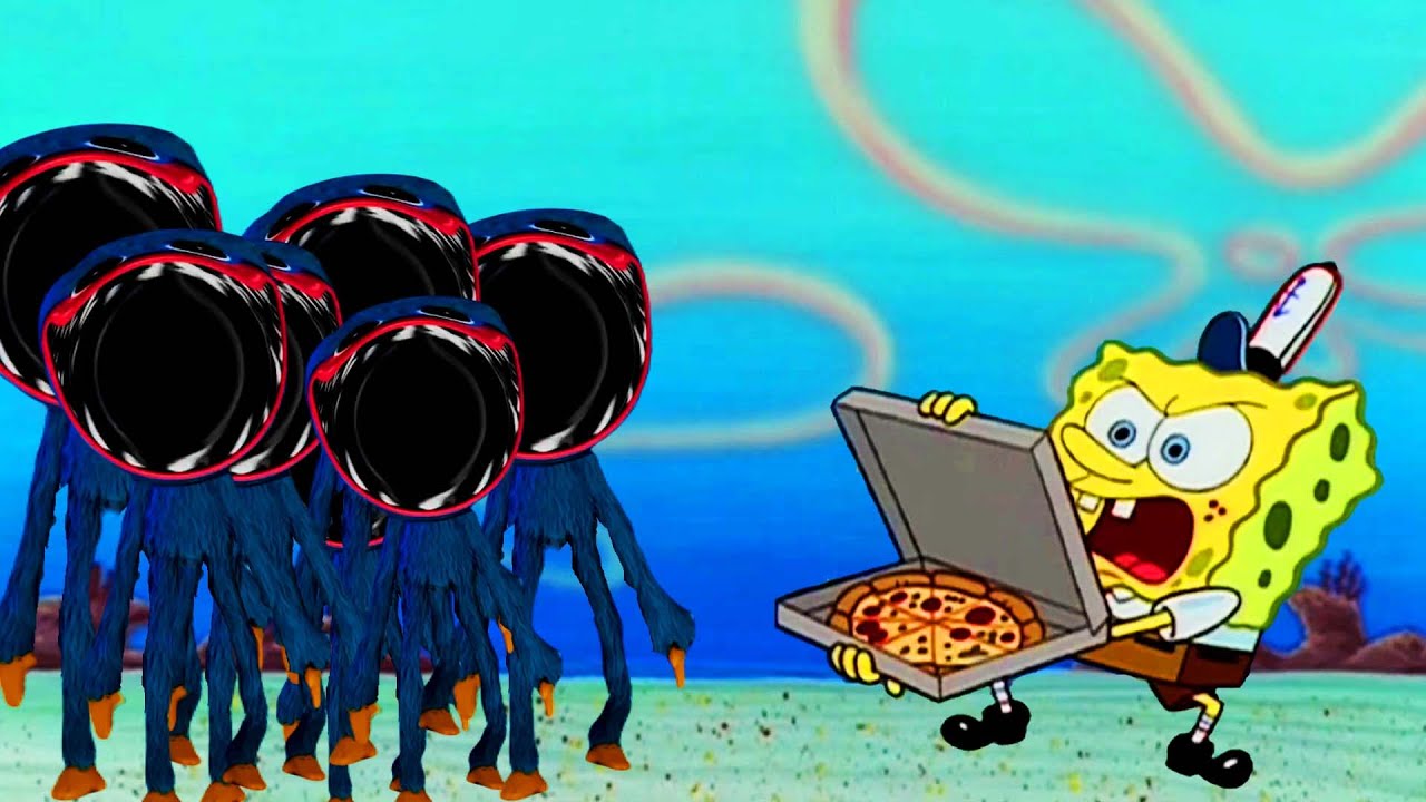 10 million Pop Huggy Wuggy trying to get pizza from Spongebob - YouTube