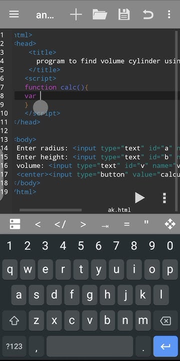 Program to calculate volume of cylinder in JavaScript using function #coding #codmobile . - YouTube