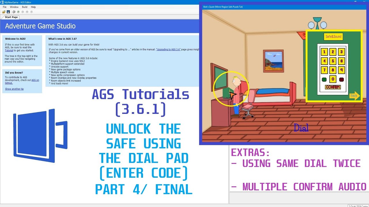 AGS Tutorials (3.6.1): The Safe Puzzle (Dial Pad) Part 4 /Final - YouTube