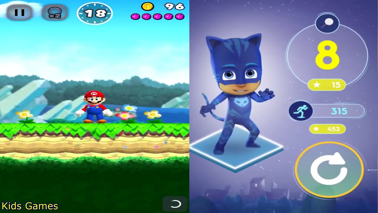 Super Mario Run vs PJ Masks Super City Run #Karino - YouTube