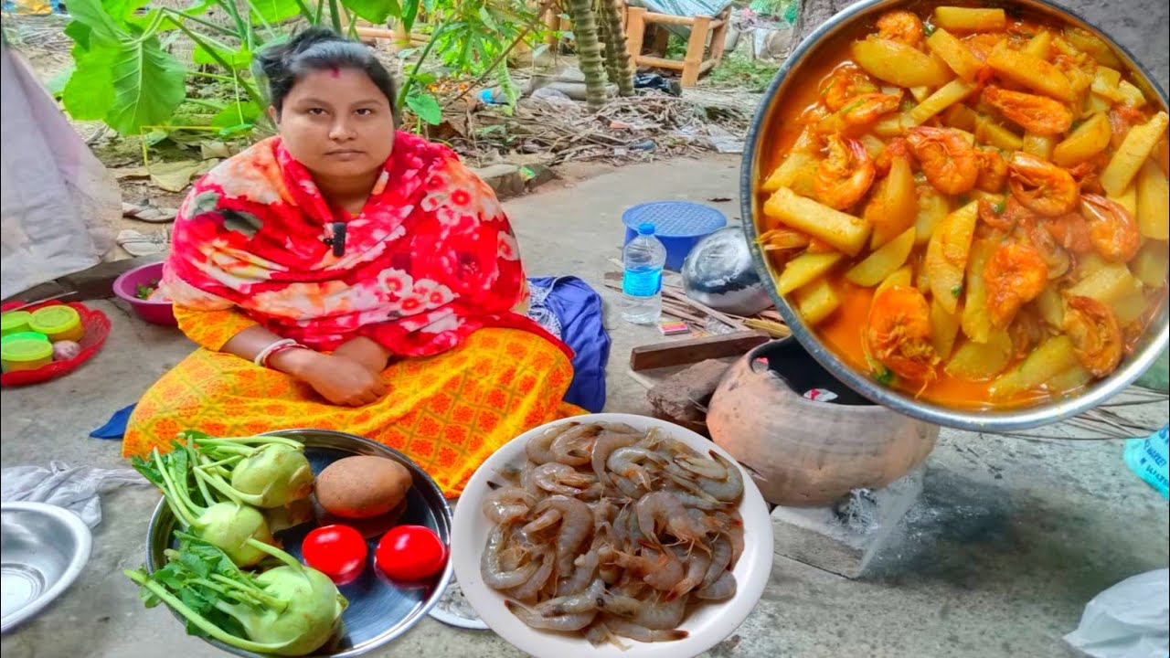 শীতের ওলকপি দিয়ে চিংড়ি মাছের দারুন একটি রেসিপি।।shalgam Ka Sabji।। Olgope With Prawn Recipe