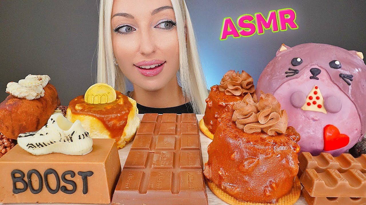 Asmr Eating Chocolate Kinder Cake Donut Sweet Food 초콜릿 디저트 케이크