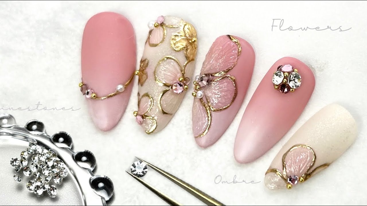 Pink Nail design | Wedding Nails ideas💅Gradient ombré nails tutorial - YouTube