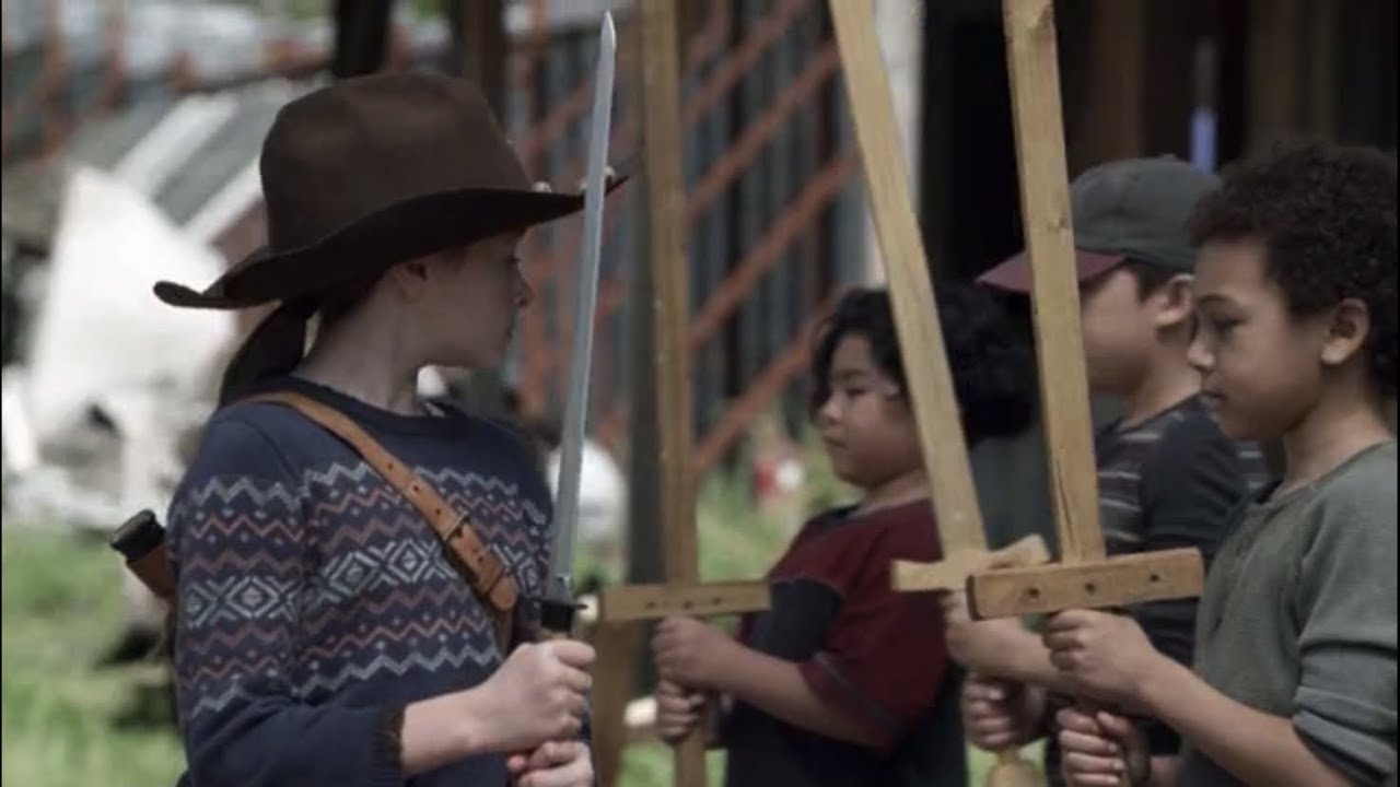 The Walking Dead: Judith Grimes Teaches Swordplay - YouTube