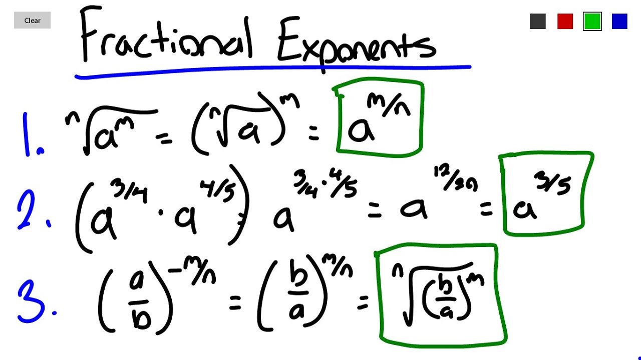 Simplifying Fractional Exponents - Problem Examples - YouTube