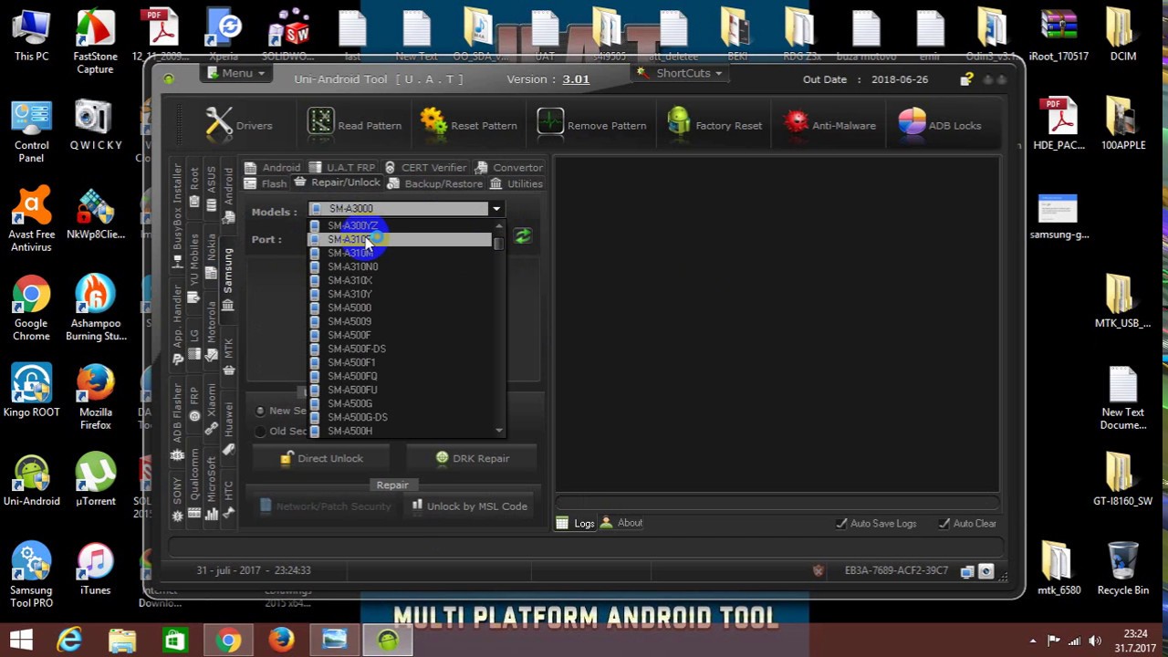 Samsung A500FU unlock by Uni Android Tool - YouTube