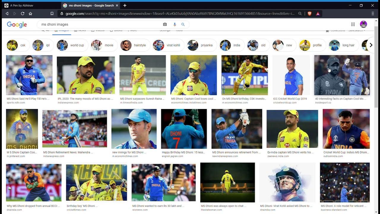 Simple Ms Dhoni Web page for beginners!(HTML,CSS and Javascript)Codepen.io - YouTube