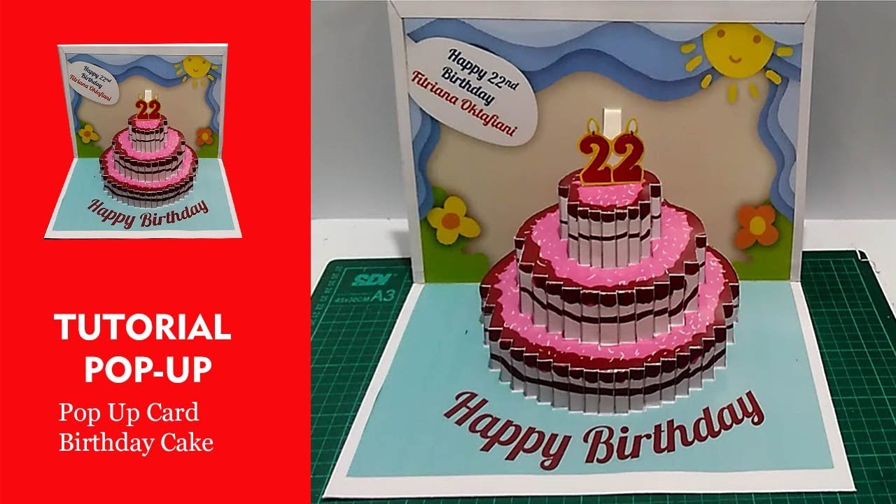 Pop Up Card Tutorial Birthday Cake - YouTube