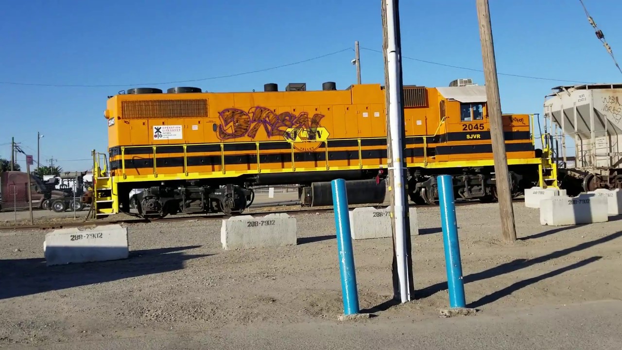 San Joaquin Valley Railroad in fireball California traveling down ...