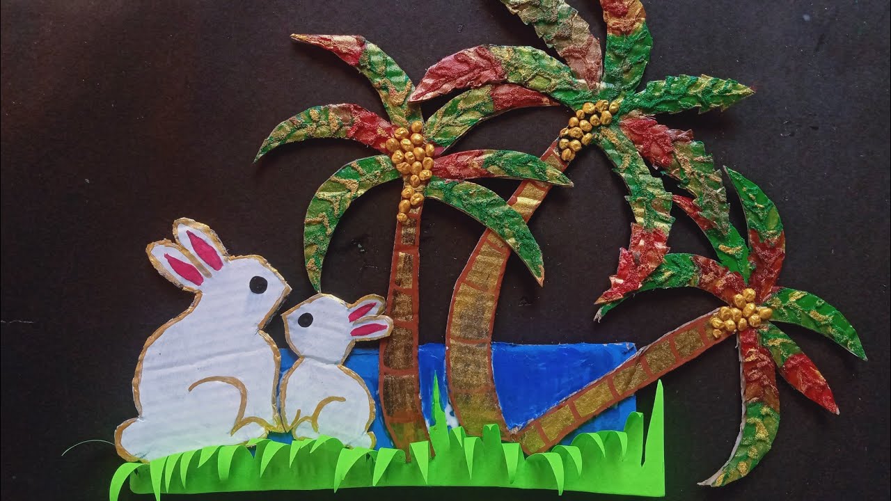 Unique And Beautiful Wall Hanging With Cardboard And Seed । Coconut ...