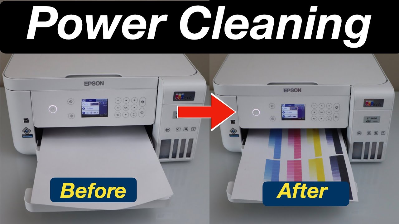 Epson ET 3830 Power Cleaning Fix Clogged Nozzle & Print head !! - YouTube