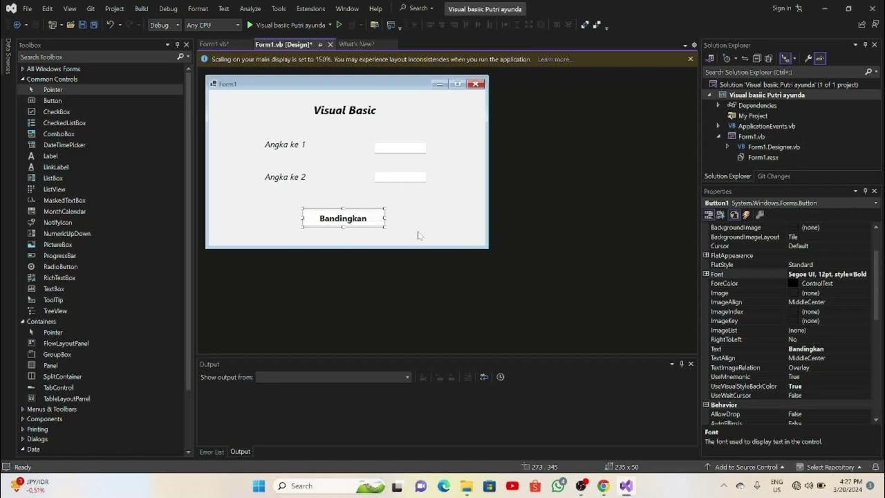 VISUAL BASIC, Program sederhana membandingkan dua angka - YouTube