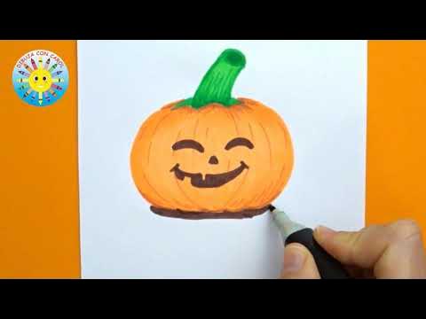 Cómo dibujar una CALABAZA - How to draw a PUMPKIN !!! - YouTube