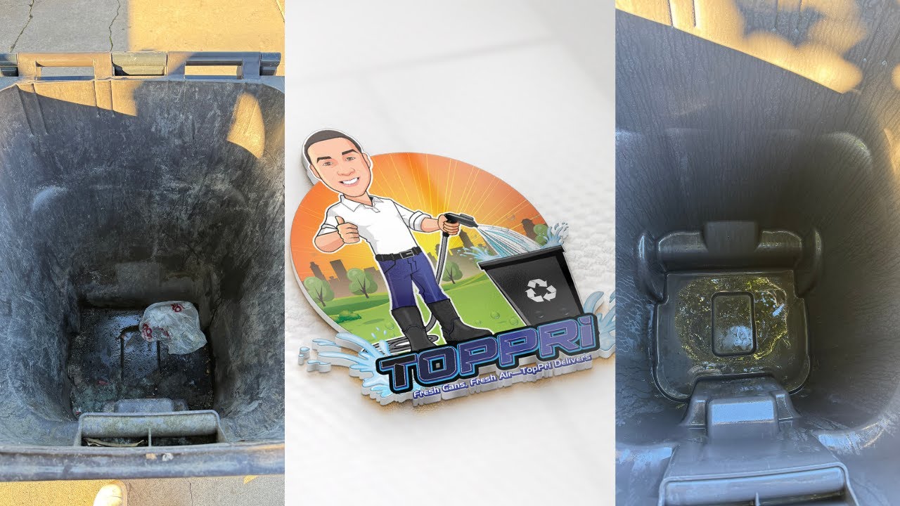 Satisfying Transformation: Pressure Washing a Filthy Garbage Can to ...