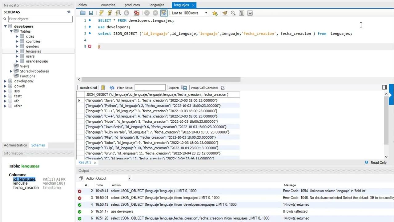 ¿Cómo obtener una lista de arreglos en formato Json de una consulta en mysql? - YouTube