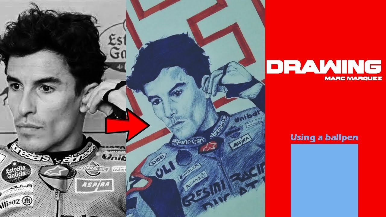 DRAWING MARC MARQUEZ | Portrait | Using a ball pen - YouTube