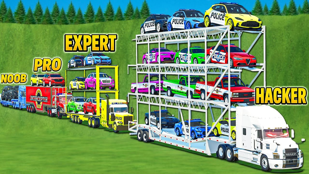 NOOB VS PRO VS EXPERT VS HACKER TRANSPORT BATTLE! FARMING SIMULATOR 25 ...