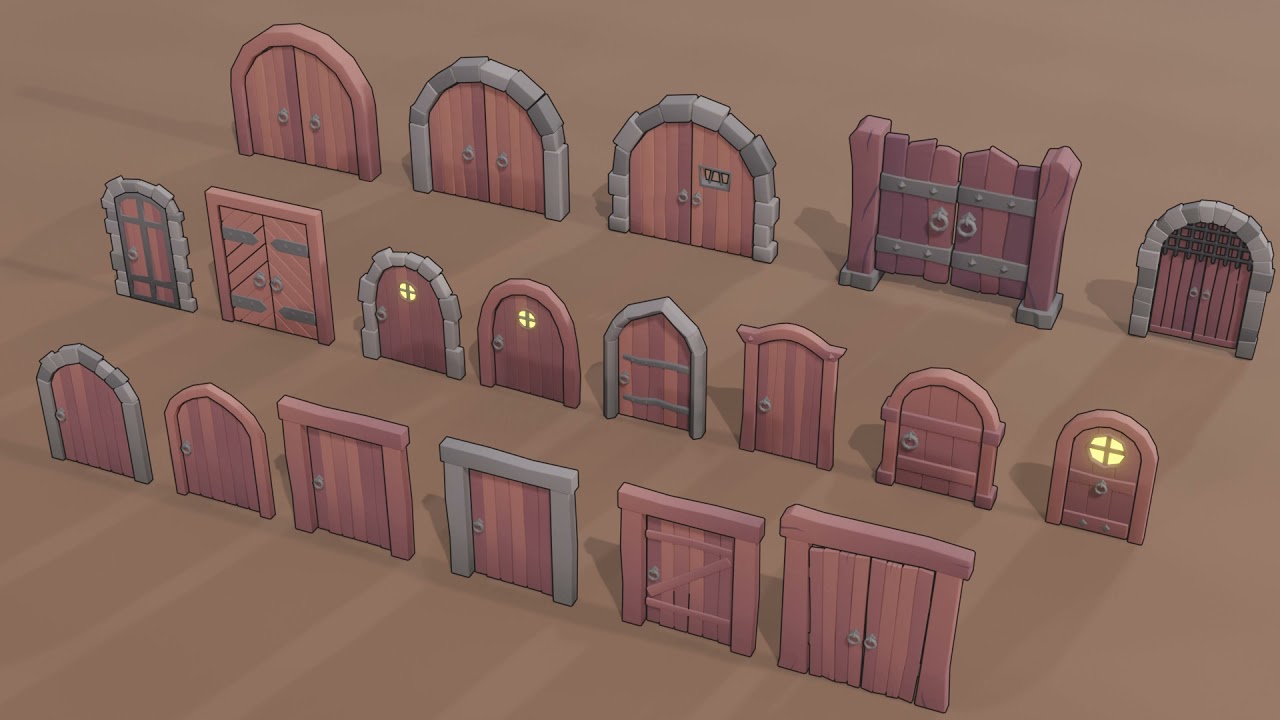 Free Animated Stylized Low Poly Doors Pack - YouTube