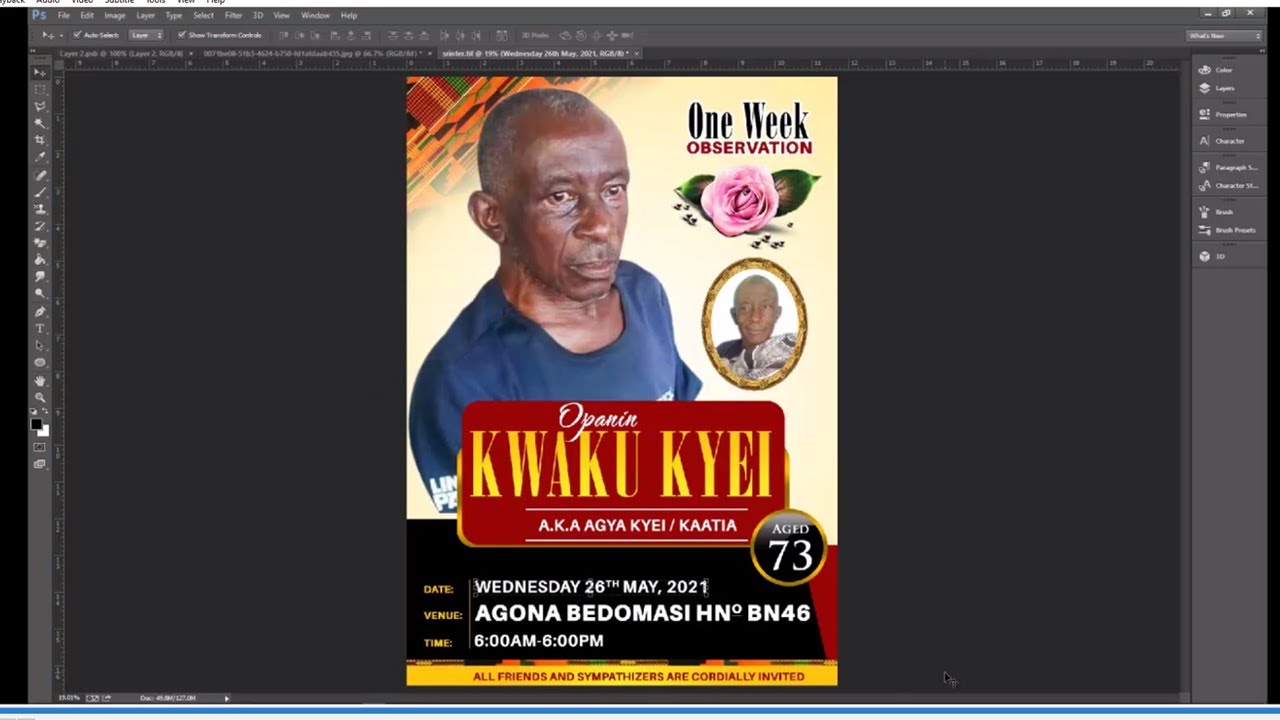 How to design a Ghana One Week Funeral Poster Photoshop CC Tutorials ...