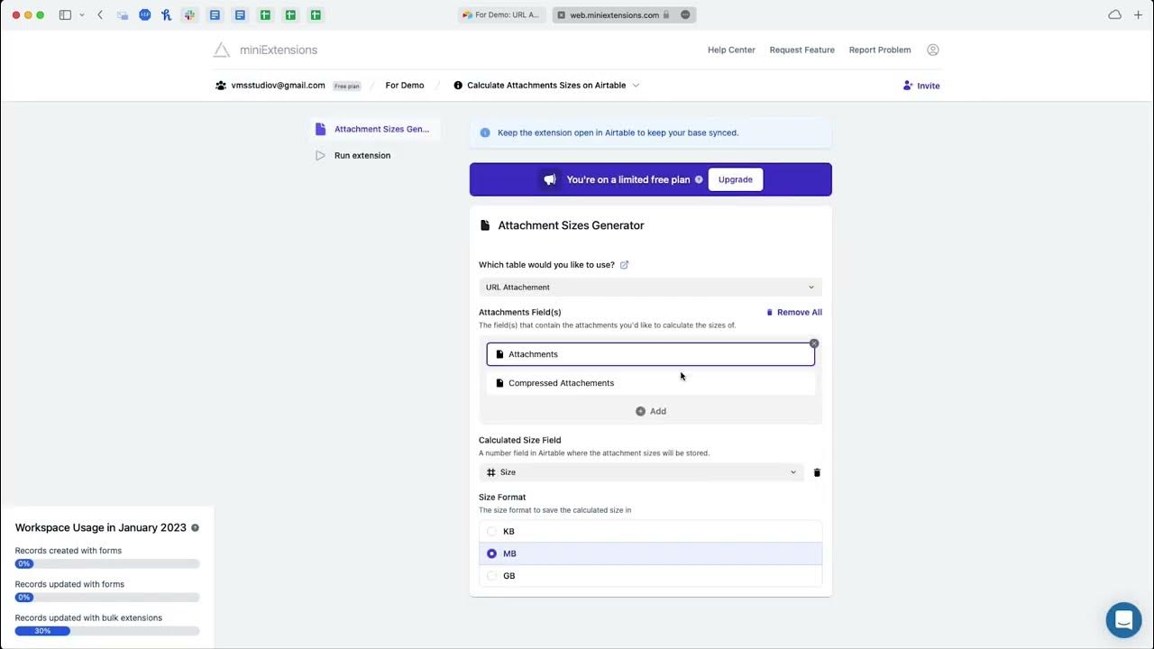Calculate Airtable Attachment File Sizes - YouTube