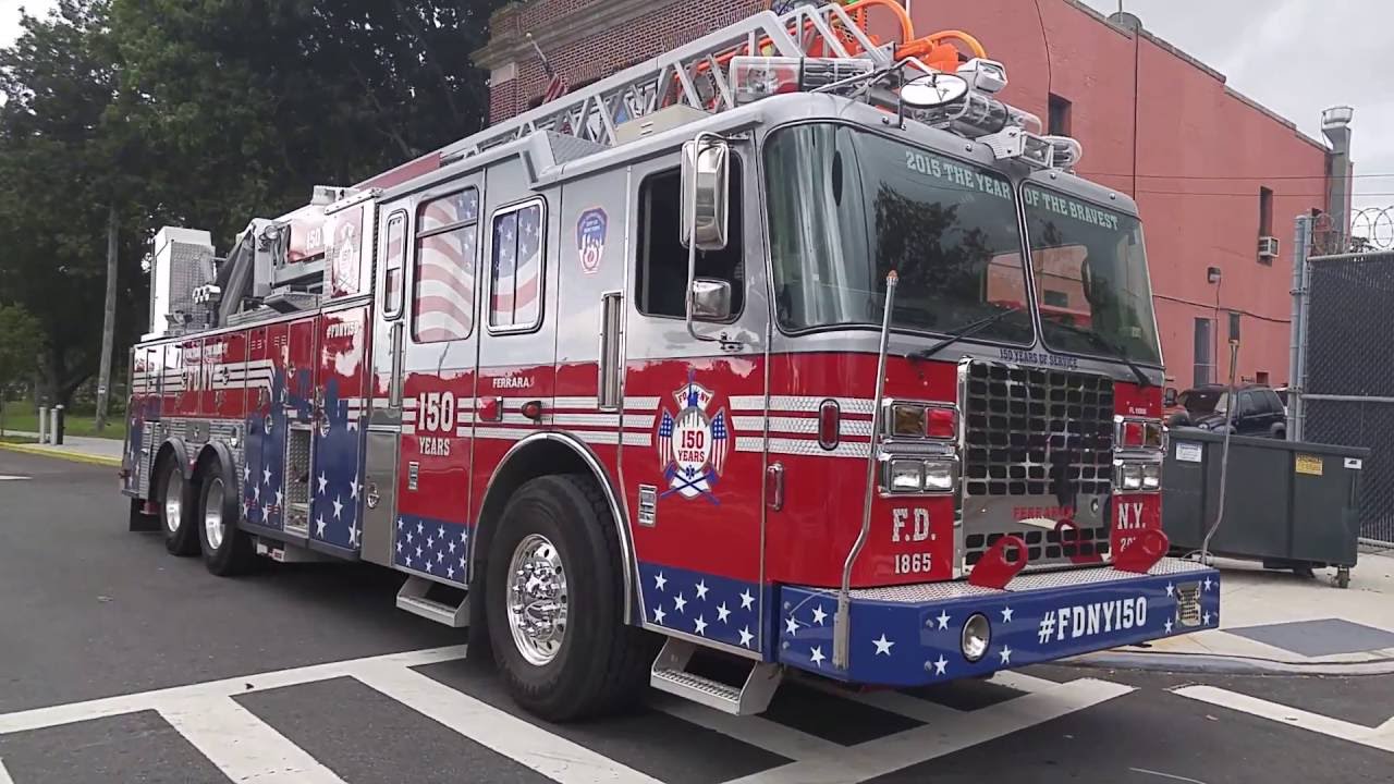 Walk Around The FDNY 150th Anniversary Ladder Truck - YouTube