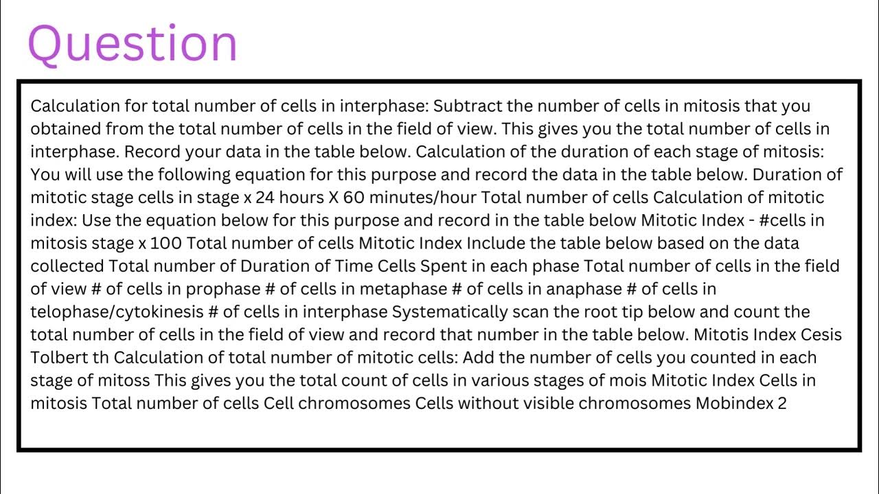 Calculation for total number of cells in interphase: - YouTube