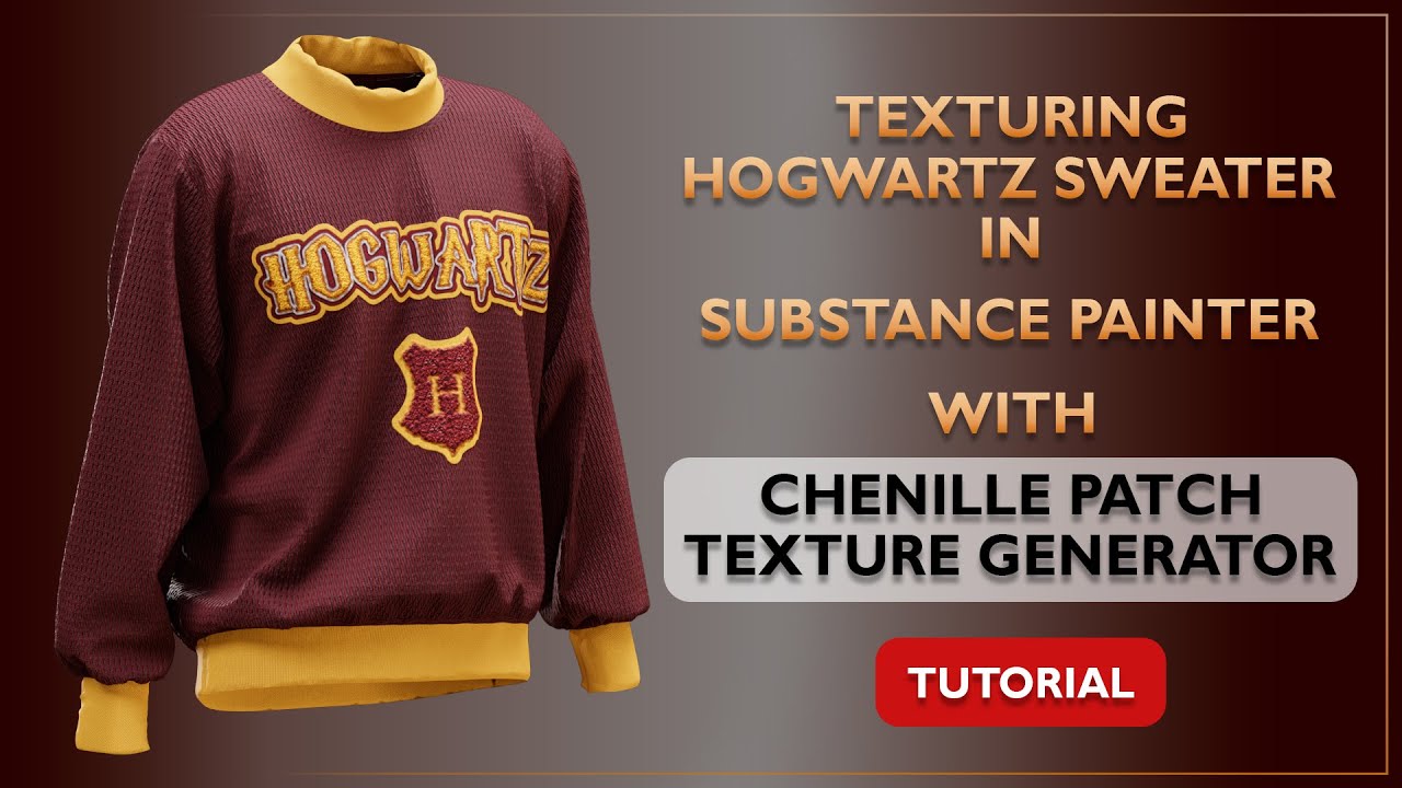 Texturing Hogwarts Sweater in SUBSTANCE PAINTER with "CHENILLE PATCH ...