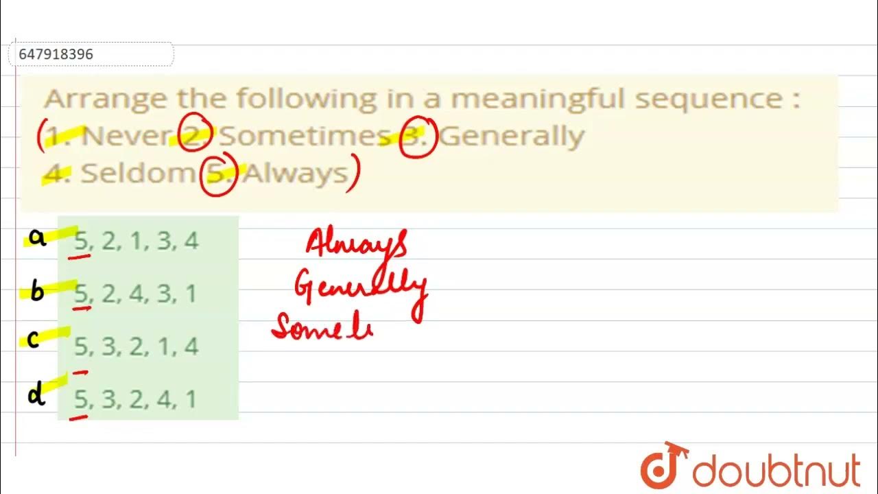 arrange-the-following-in-a-meaningful-sequence-1-never-2-sometimes