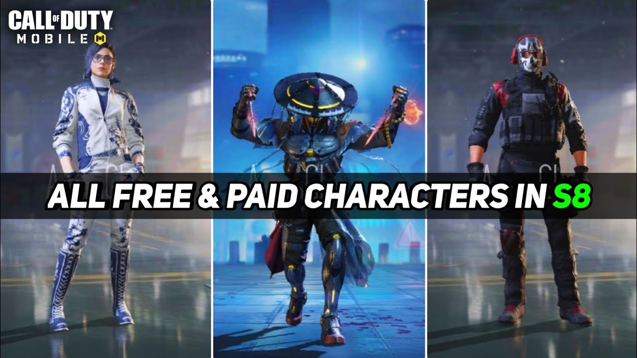 CODM Season 8 All Free & Paid Characters | S8 BP Skins COD Mobile - YouTube