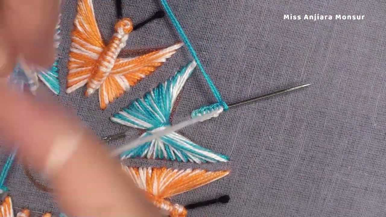 Embroidered butterfly craft, Easy butterfly embroidery, Butterfly ...