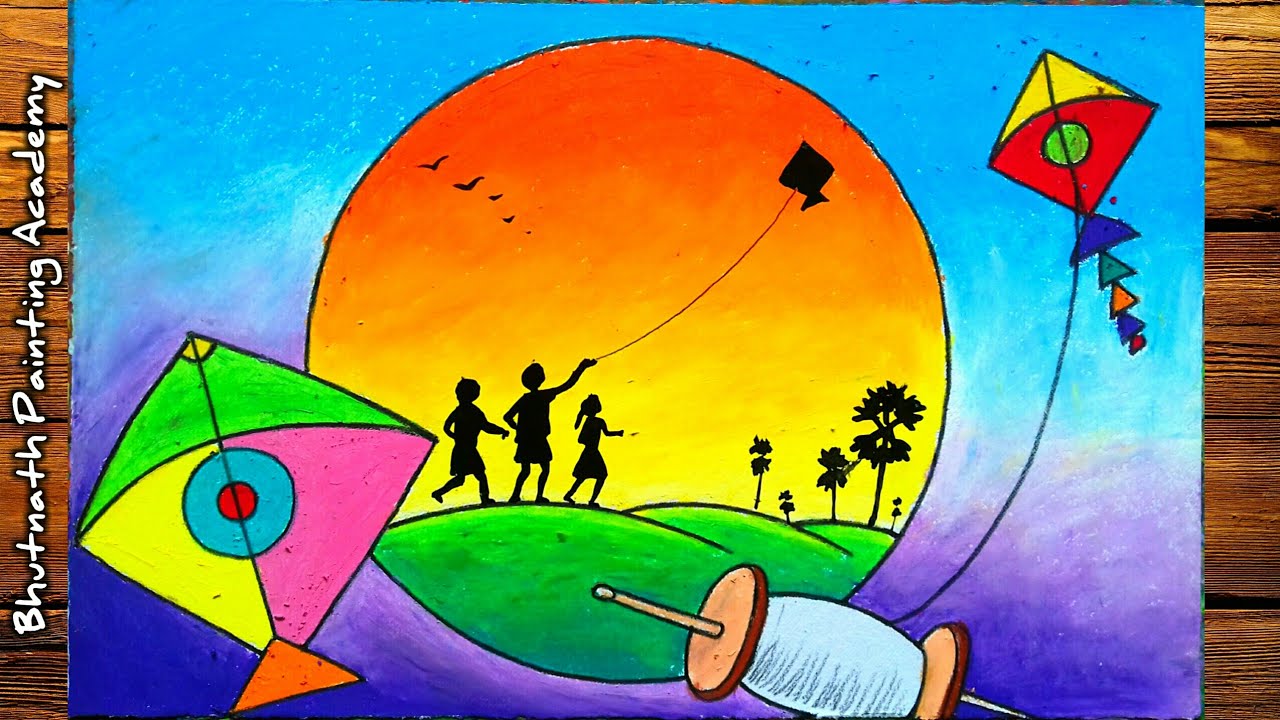 makar sankranti drawing - YouTube