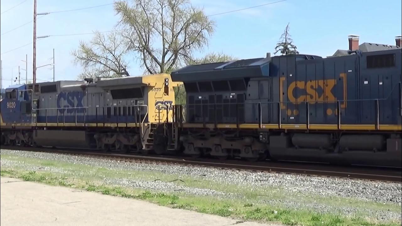 CSX Intermodal Train with 4 Locomotives CSX 3330 AC & CSX 9020 & CSX 5363 & CSX 666 AC - YouTube