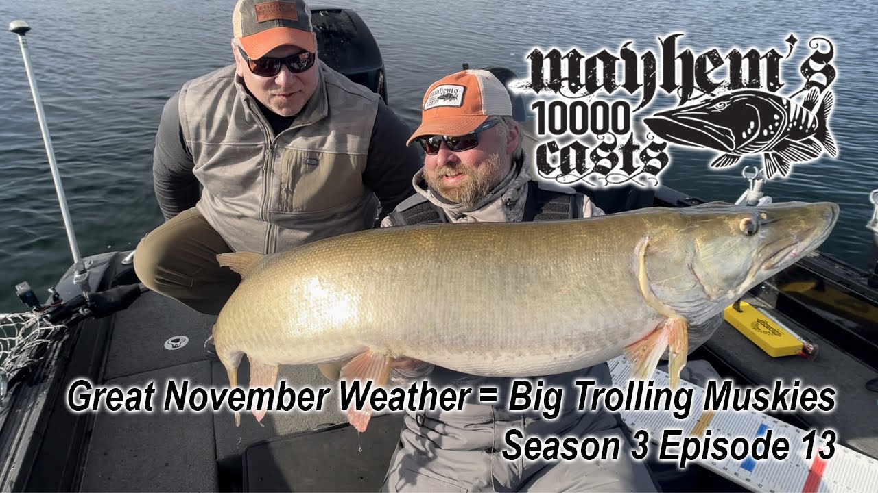 Season 3 Episode 13 Late fall muskies trolling in deep clear water in ...