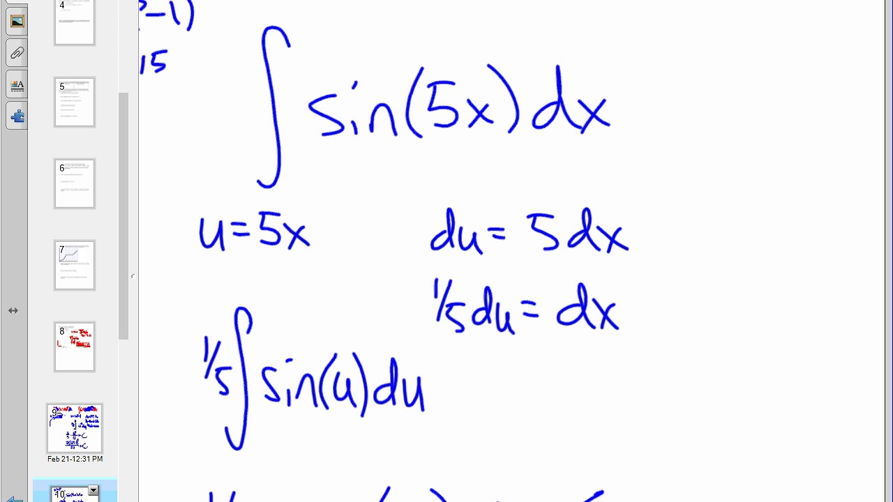 Calculus Unit 5.5 Notes Substitution Day 1 2020 - YouTube