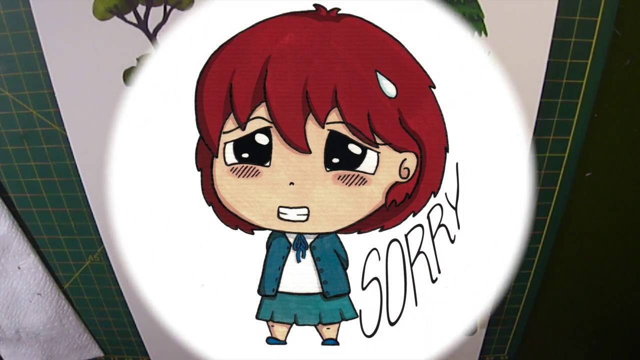 "Sorry" Chibi #1 - Gouache Speed Painting & Ink (time-lapse) - YouTube