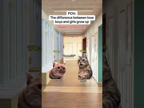 CAT MEMES 🐱The difference between how boys and girls grow up #catmemes #relatable #relationship