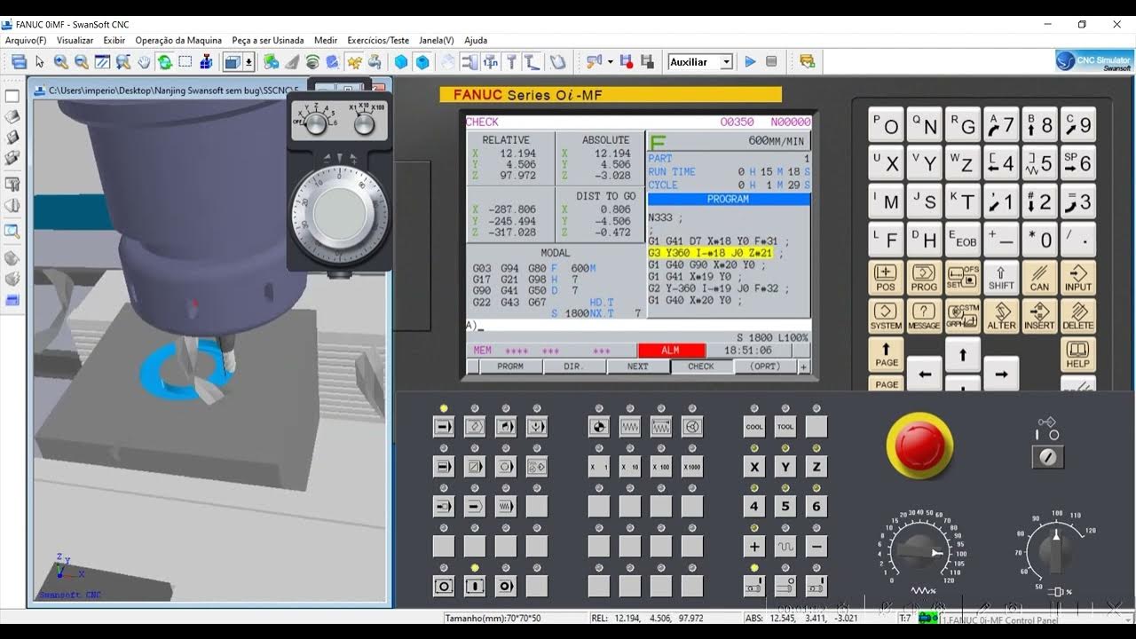 Programação CNC parametrizada Fanuc: Fresar canal oring interpolação ...