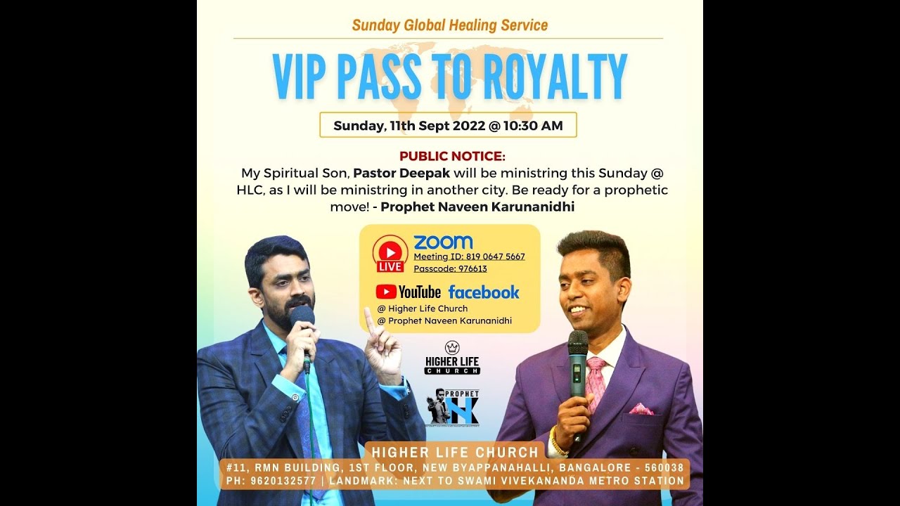 VIP PASS TO ROYALTY | Pastor Deepak | HLC | 11/09/22 - YouTube