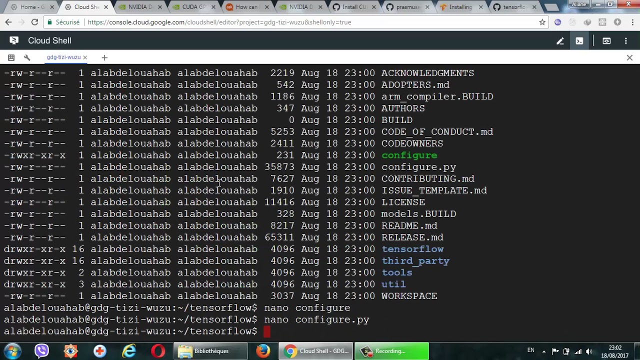 Custom compile tensorflow GPU on Google Cloud Shell - YouTube