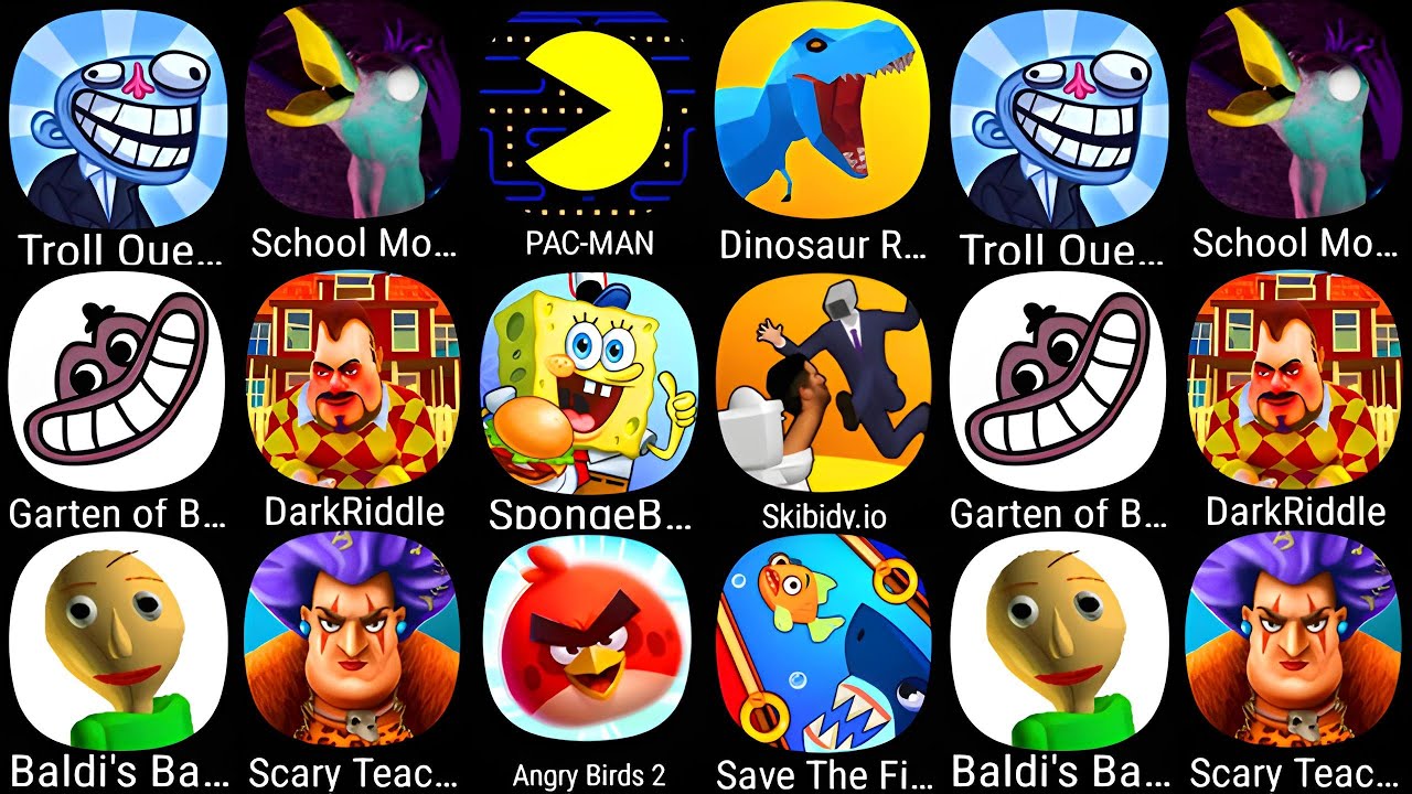 Troll Quest, School Monsters, Pac-Man, Dinosaur Rampage, Garten of ...