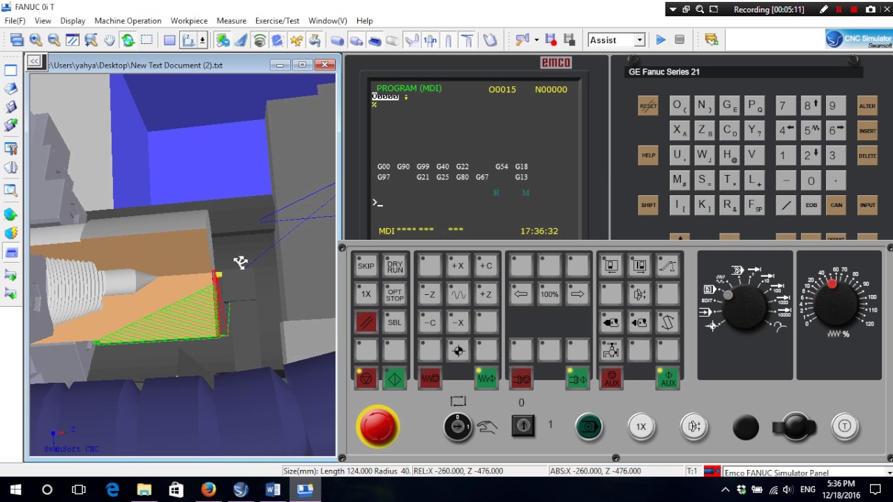 CNC Turning swansoft simulation emco turn (cycles) 1 - YouTube
