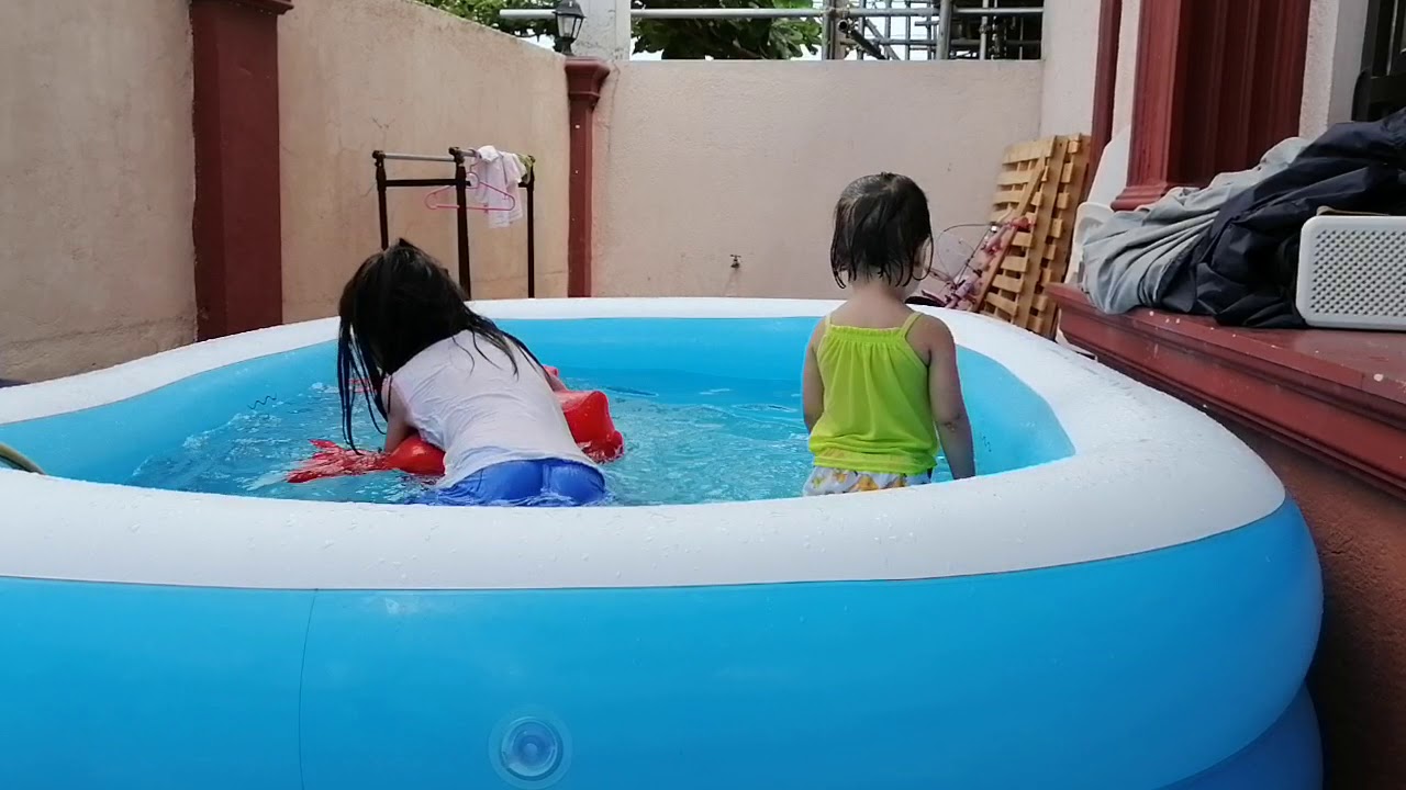 Ellie&Aria swim at the pool - YouTube
