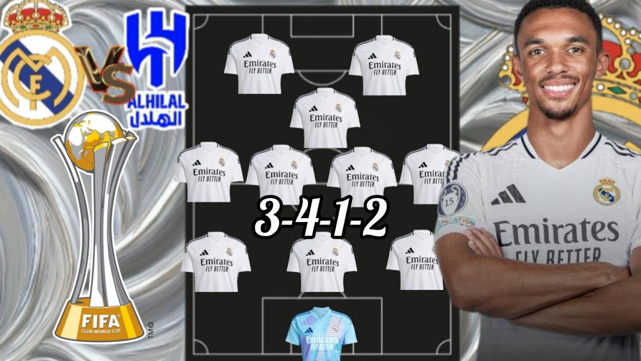 REAL MADRID VS AL HILAL NEW PREDICTED 3-4-1-2 LINE-UP WITH TRENT ARNOLD ...