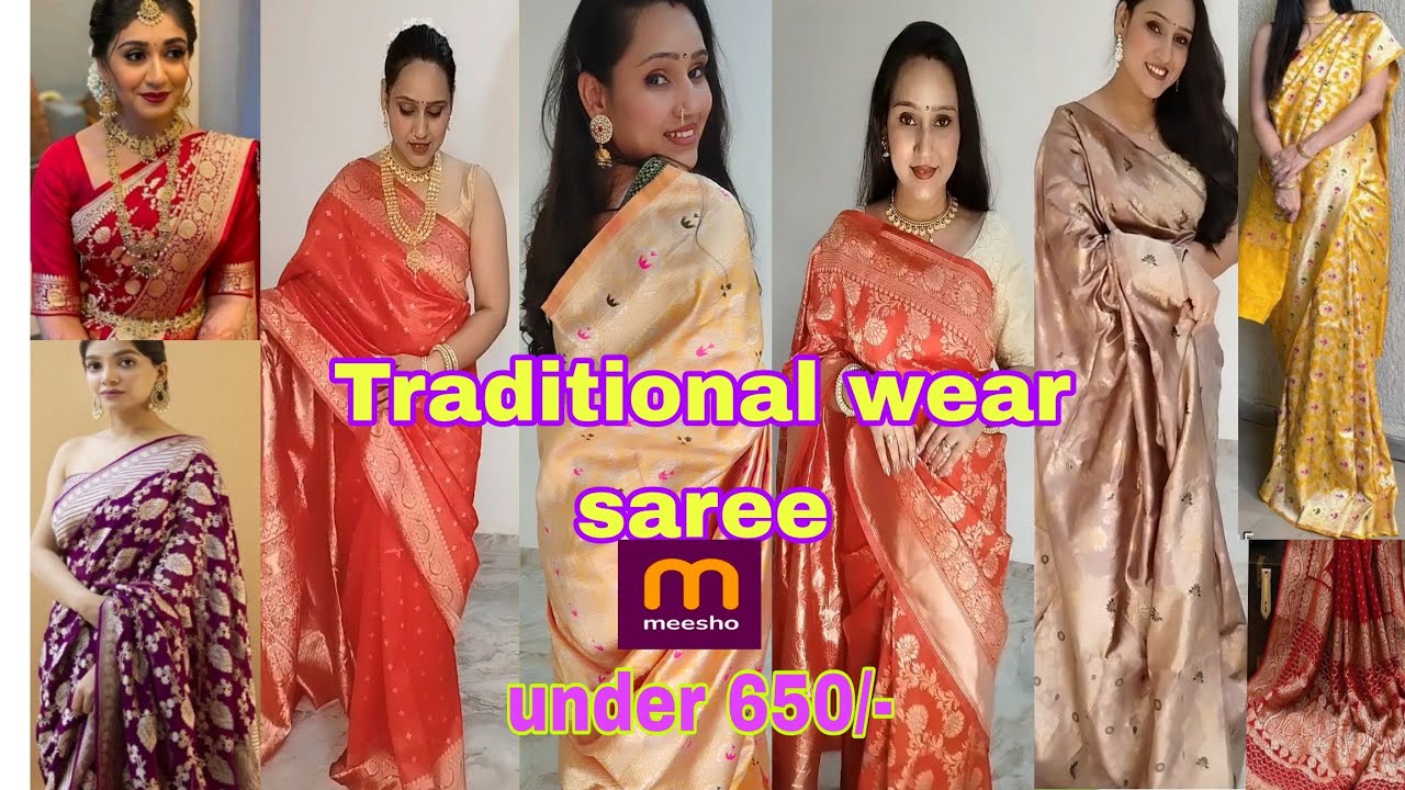 traditional saree haul ll meesho saree ll lookbook - YouTube