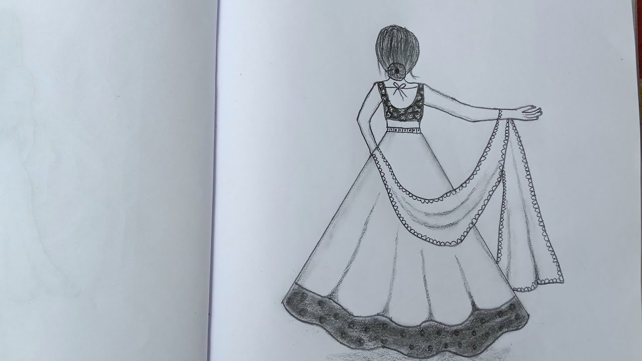 how to draw a girl with lahenga drawing art|| आसानी से बनाना सीखें # ...