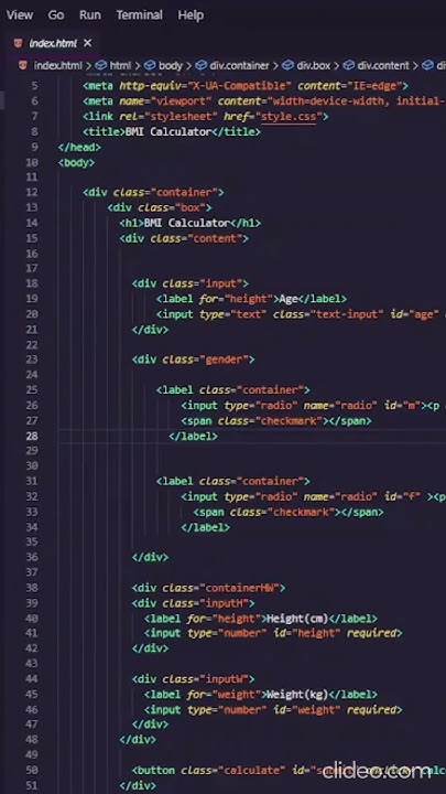 Bmi Calculator Using Html Css Javascript Coding Bmi Html Youtube