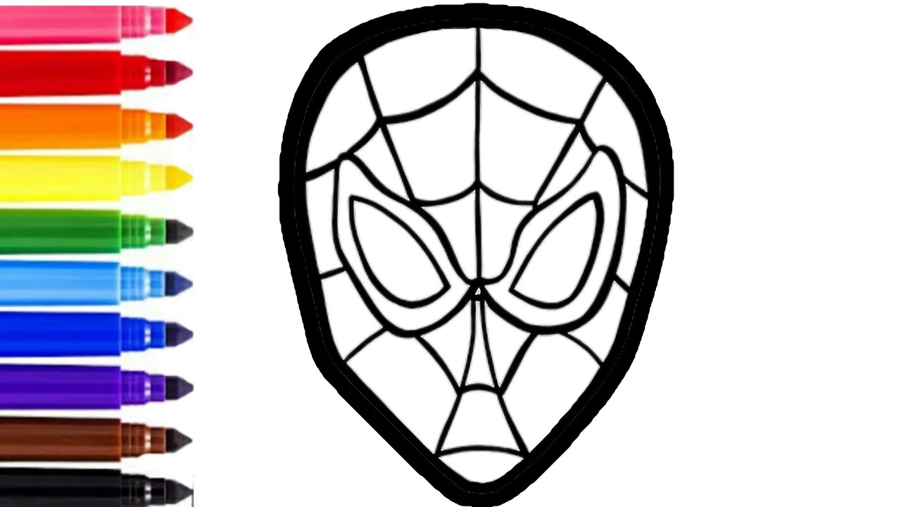 How to Draw Spiderman Mask Drawing for Kids and Toddlers! | Colouring ...
