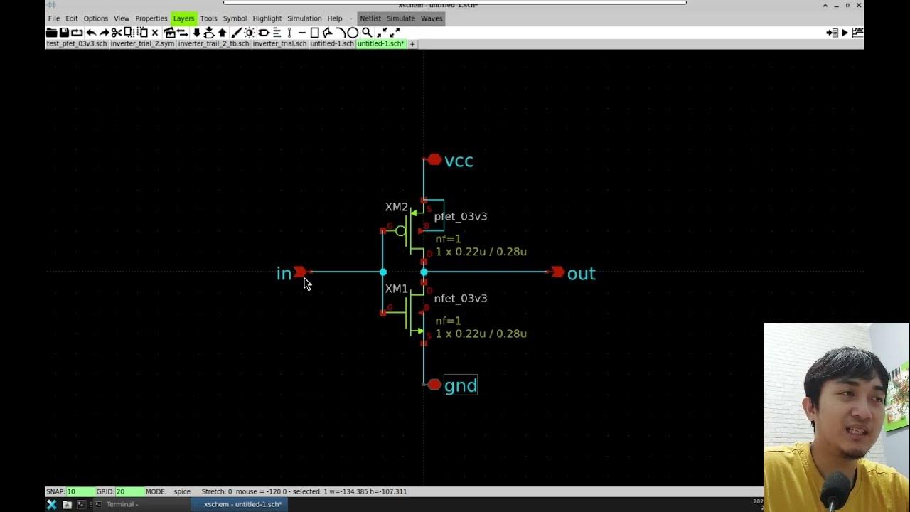 CMOS Inverter : XSchem and NGSpice Tutorial - YouTube